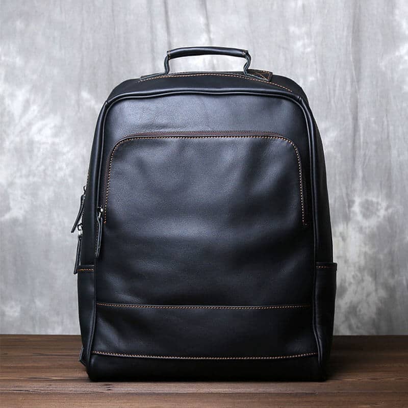Luxe Classic Black Leather Backpack - Unique Leather Bags