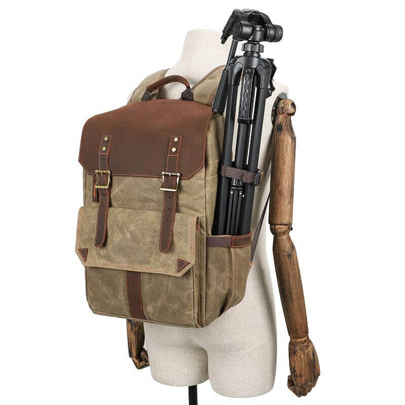 Rucksack Waxed Canvas Leather Camera Backpack